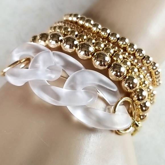 Hand Crafted | Jewelry | 4k Gold Filled Acrylic Link Bracelet Hand ...